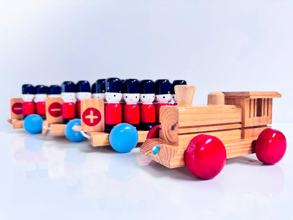 Vintage Train with Stacking Soldiers, 1970s – Colourful Fable